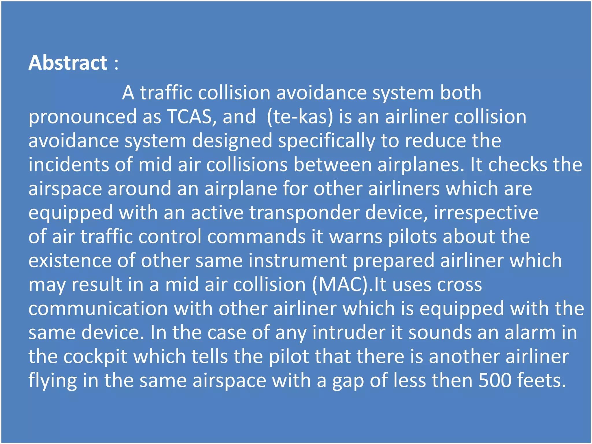 Traffic Collision Avoidance System | PPTX