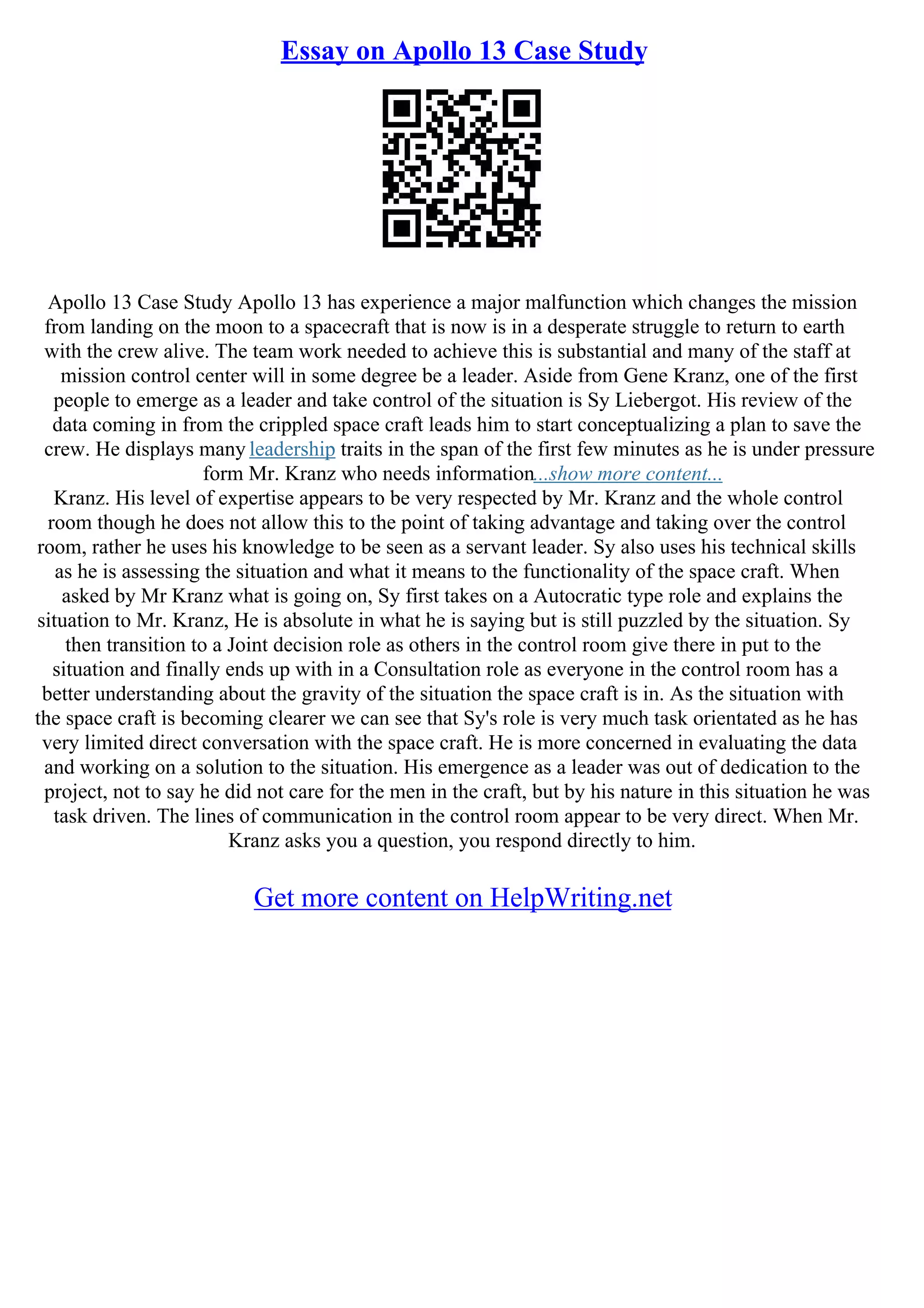 Apollo 13 Essay | PDF