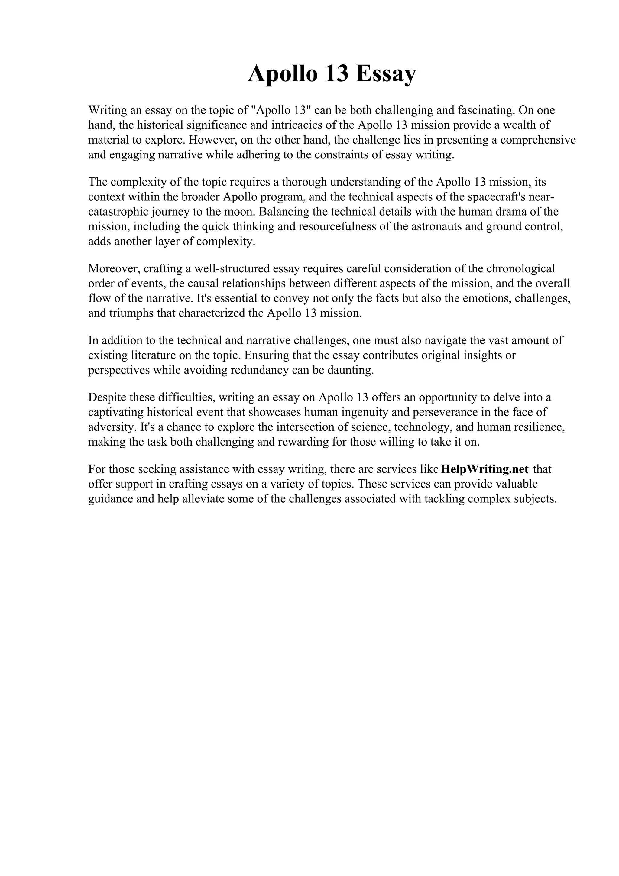 Apollo 13 Essay | PDF