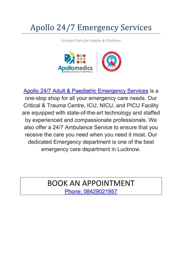 Apollo 24/7 Emergency Services | Critical Care for Adults and Children ...