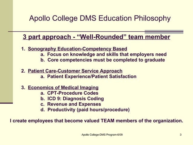 Apollo College Dms Program Presentation B. Smith 6.2009