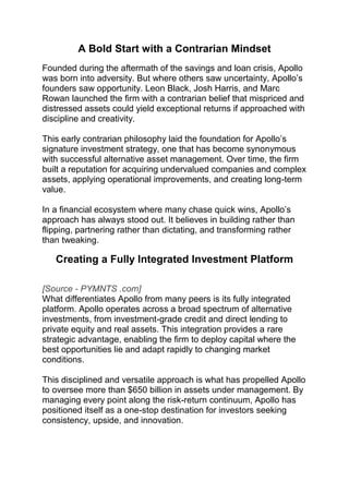 Apollo Global Management Redefining the Future of Alternative Asset ...