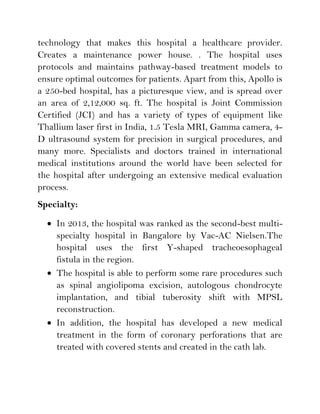 Apollo Hospital, Bengaluru India | PDF