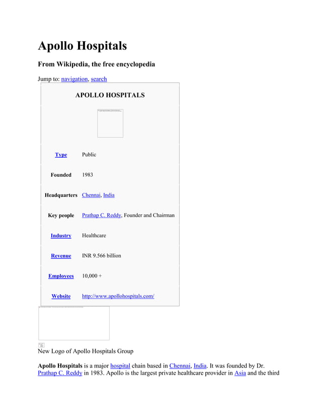 Apollo Hospitals | DOCX | Healthcare Industry | Industries