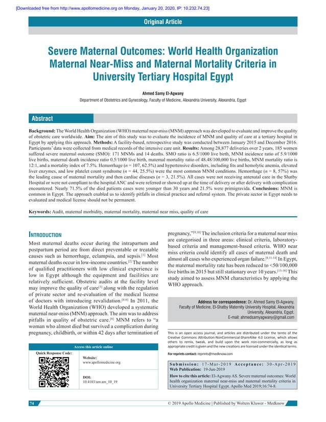 Maternal near miss | PDF | Pregnancy | Reproductive Health