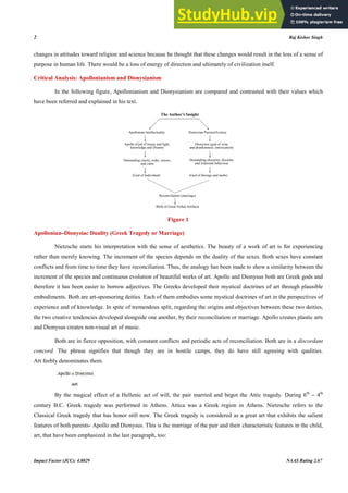 APOLLONIANISM AND DIONYSIANISM A CRITICAL ANALYSIS | PDF