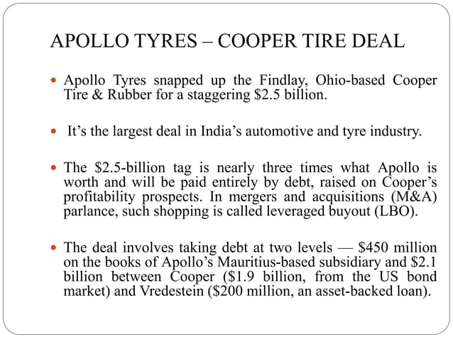 APOLLO TYRES – COOPER TIRE DEAL | PPTX
