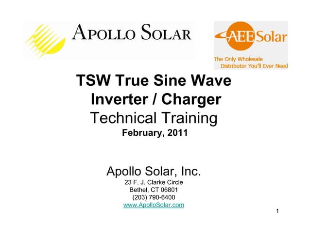 Apollo Solar TSW Inverter Training | PDF