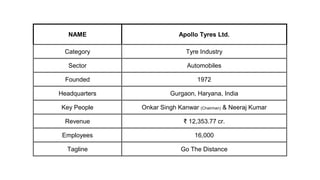 Apollo Tyres - GO The Distance | PPTX