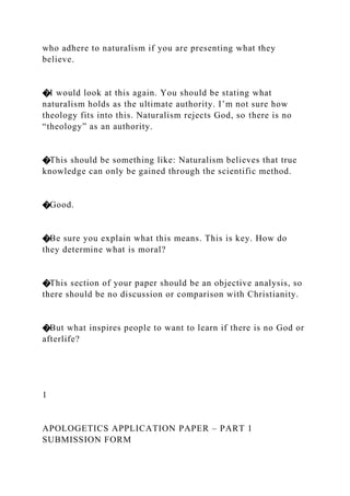 APOLOGETICS APPLICATION PAPER – PART 1 SUBMISSION FORMMake sur.docx ...