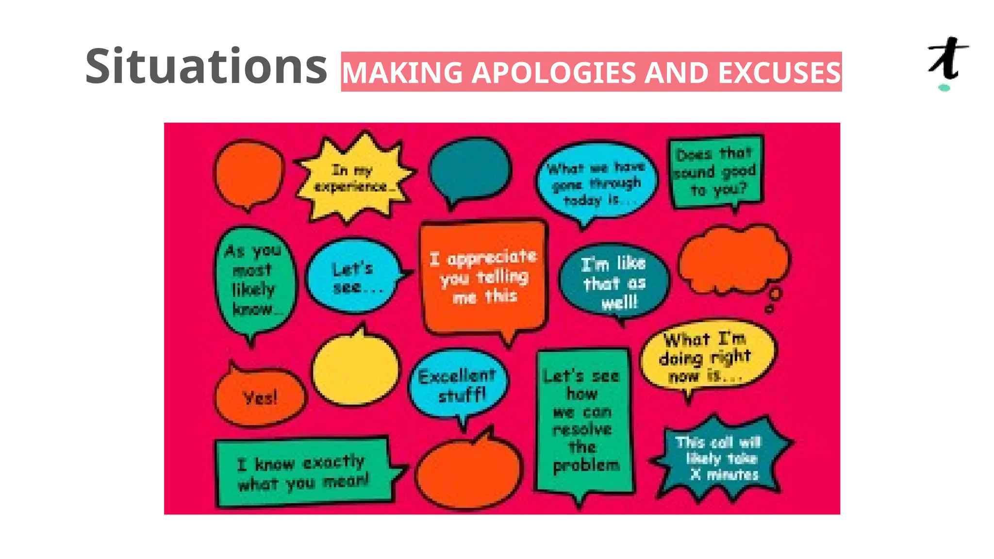 Apologies & Excuses in english for EFL or ESL | PPT