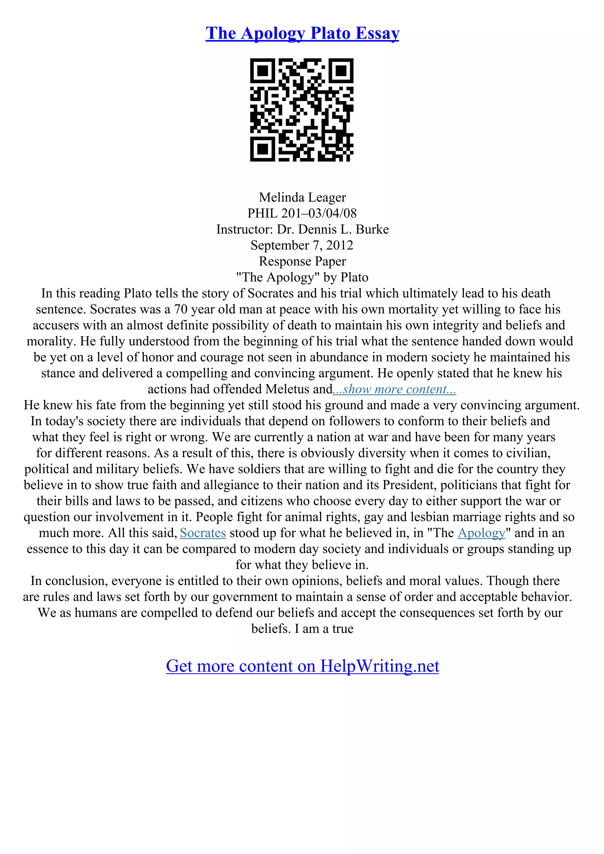Apology Essay | PDF
