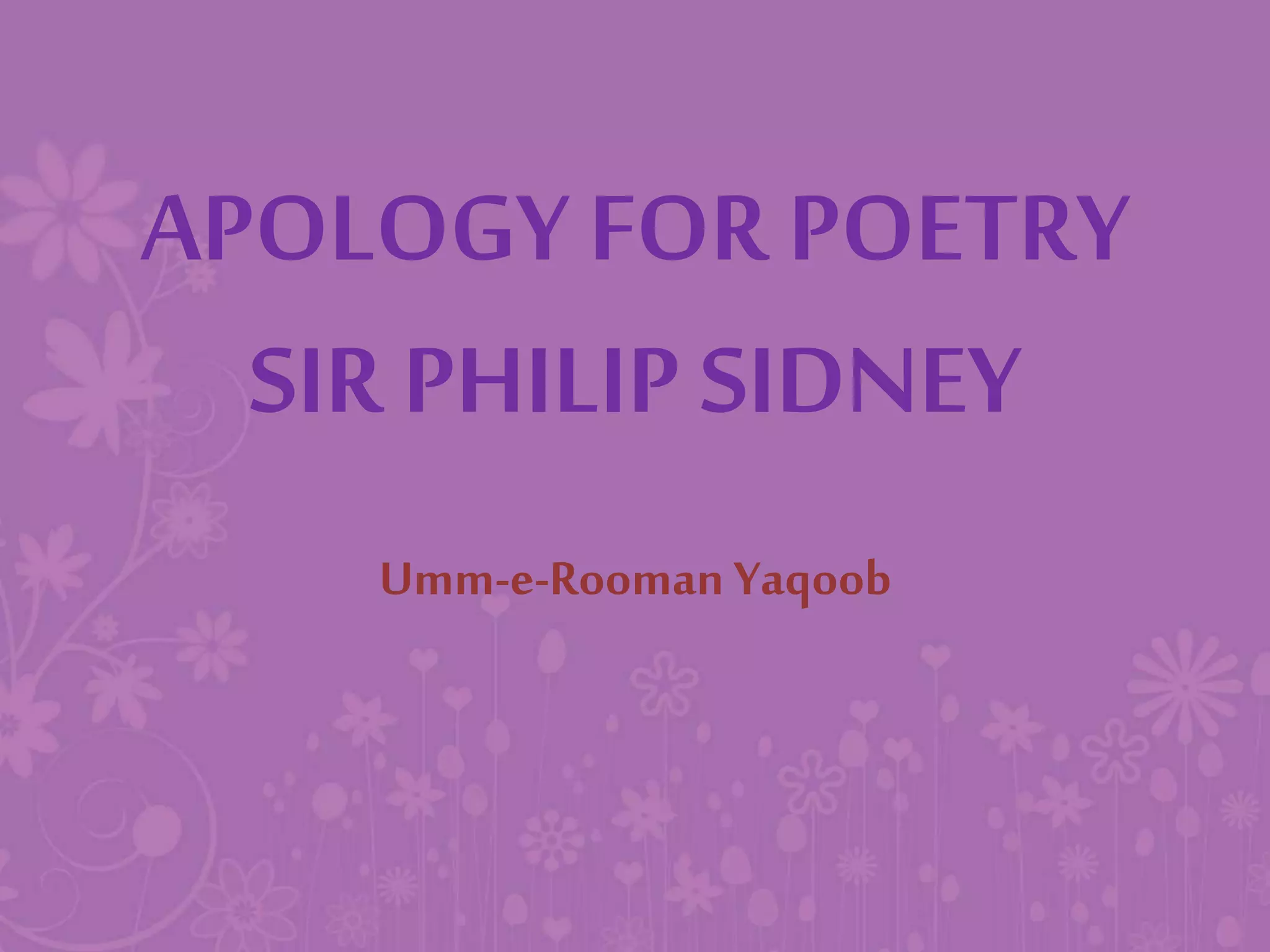 Apology for poetry | PPTX | Poetry | Books and Literature