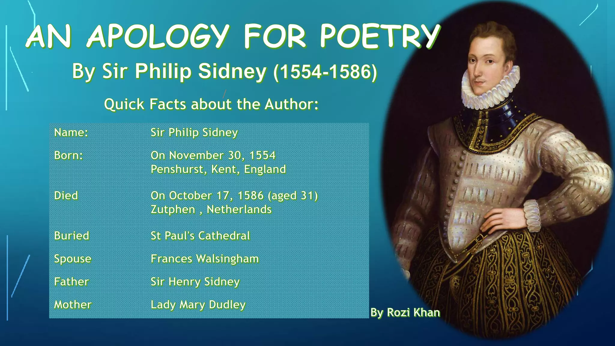 Apology for poetry (sir philip sidney) | PPTX