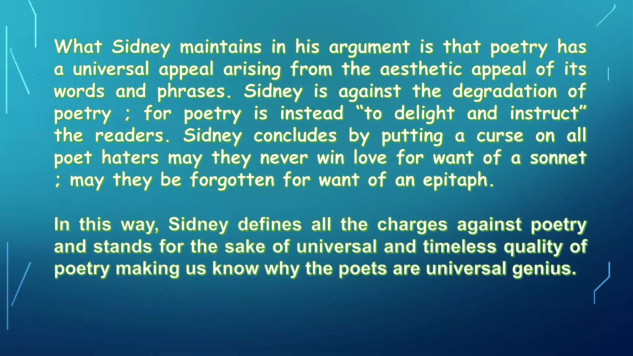 Apology for poetry (sir philip sidney) | PPTX