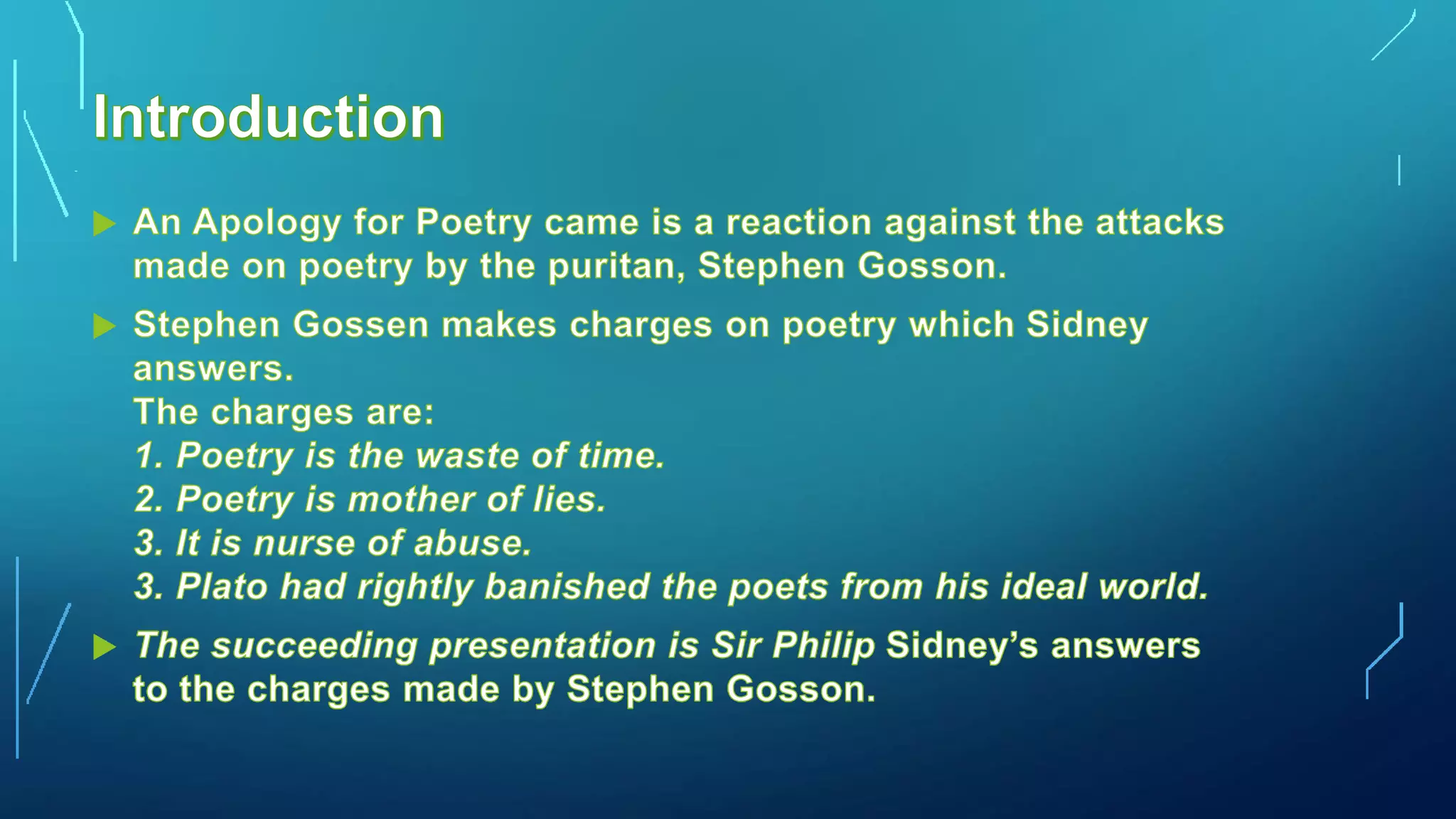 Apology for poetry (sir philip sidney) | PPTX
