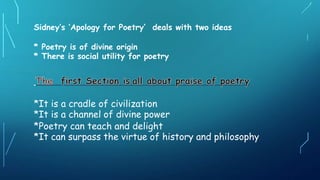 Apology for poetry (sir philip sidney) | PPTX