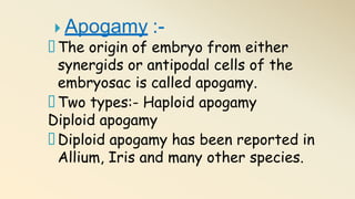 Apomixis in flowering plants | PPT