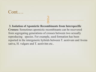 APOMIXIS and its types and how to developed apomictic line | PPTX