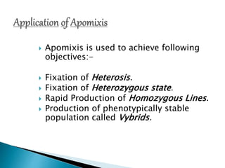 Apomixis and its application for crop improvement. | PPTX