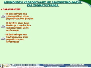 ΑΠΟΜΟΝΩΣΗ ΧΛΩΡΟΦΥΛΛΗΣ ΜΕ ΔΙΑΧΩΡΙΣΜΟ ΦΑΣΗΣ & ΧΡΩΜΑΤΟΓΡΑΦΙΑ ΔΙΑΔΙΚΤΥΑΚΗ ...