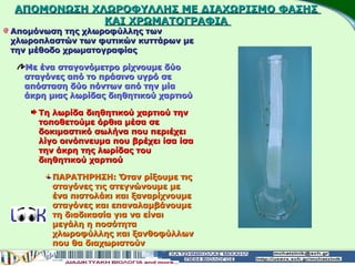 ΑΠΟΜΟΝΩΣΗ ΧΛΩΡΟΦΥΛΛΗΣ ΜΕ ΔΙΑΧΩΡΙΣΜΟ ΦΑΣΗΣ & ΧΡΩΜΑΤΟΓΡΑΦΙΑ ΔΙΑΔΙΚΤΥΑΚΗ ...