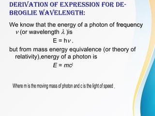 de brogli equation Apoorva chouhan | PPT