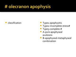 Apophyseal injuries of elbow , medial epicondyle avulsion fractures | PPT