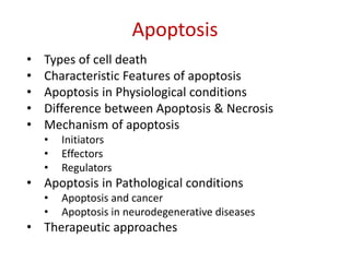 Apoptosis under physiological conditions and diseases | PPTX