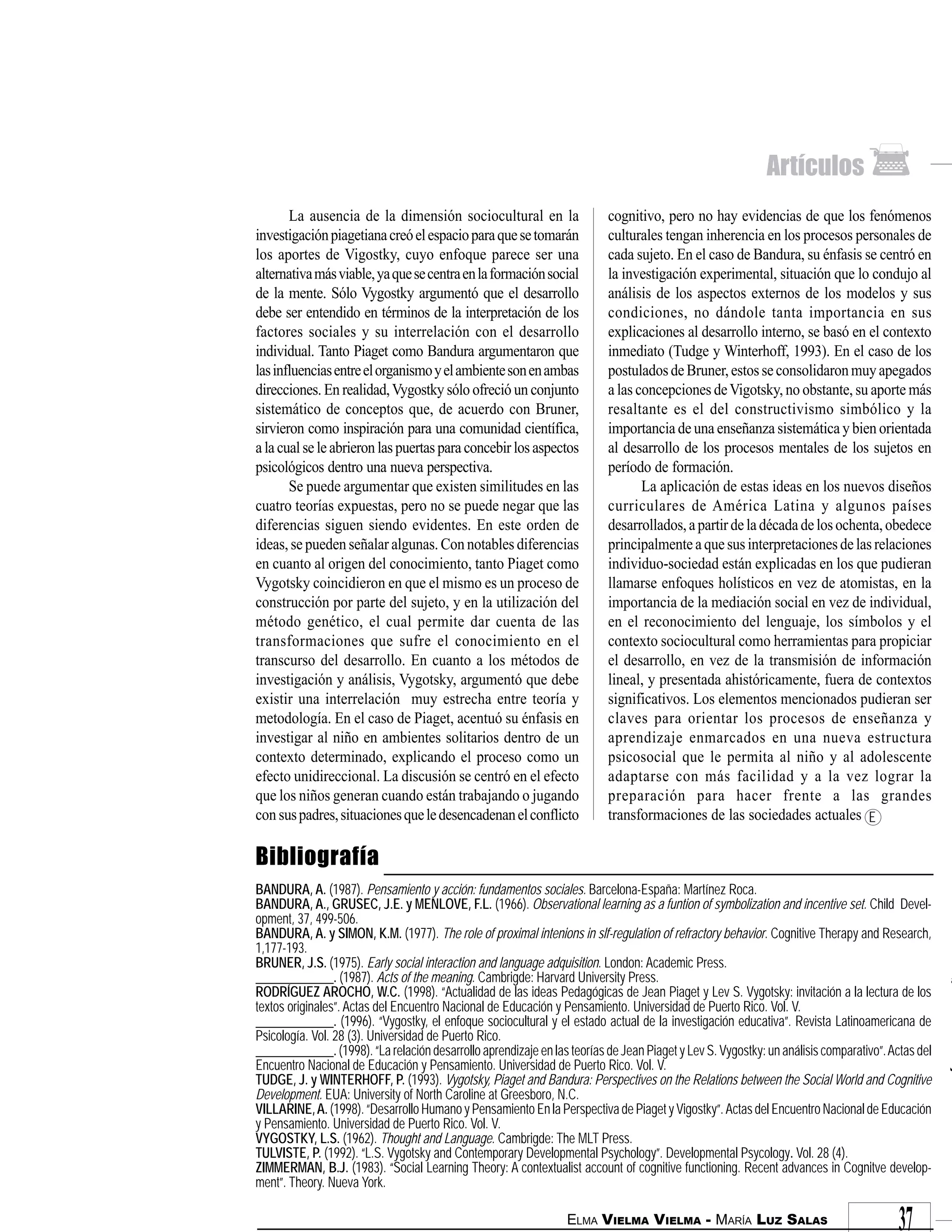 Aportaciones de la teoría de Vigotsky, Piaget, Bandura y Bruner | PDF