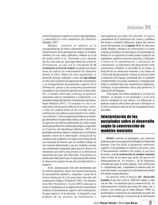 Aportaciones de la teoría de Vigotsky, Piaget, Bandura y Bruner | PDF