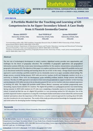 A Portfolio Model For The Teaching And Learning Of GIS Competencies In ...