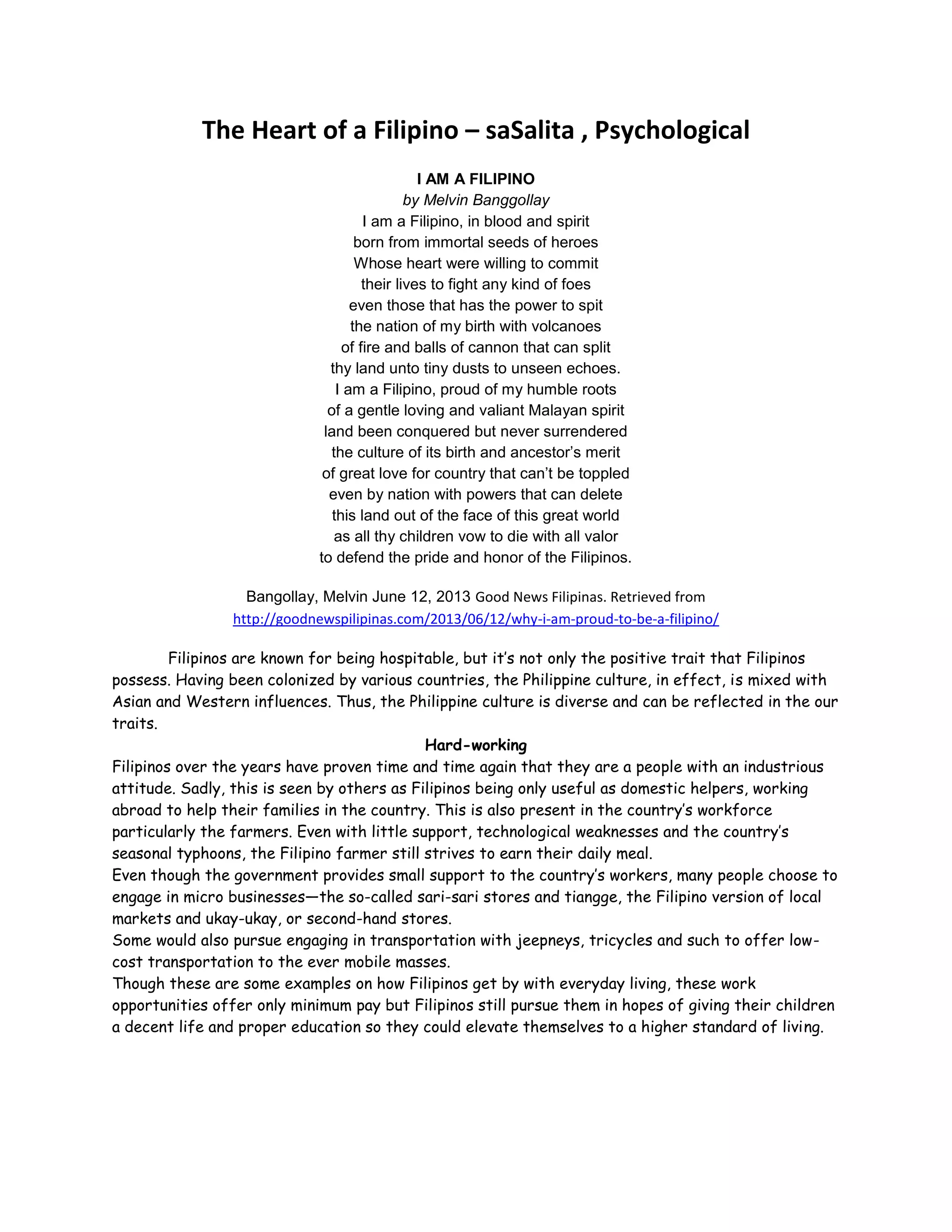 A portrait of a filipino | DOCX