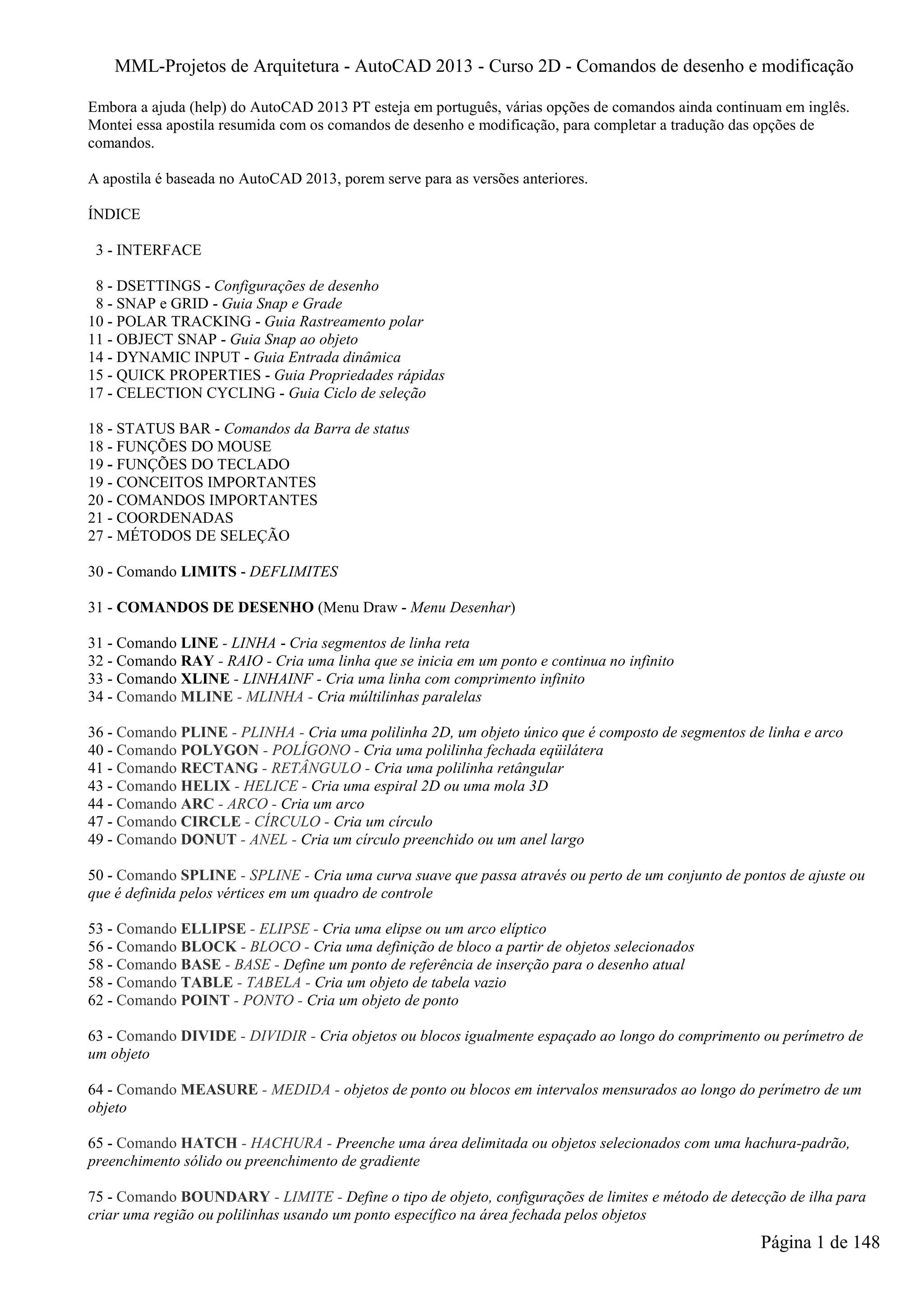 Apostila auto cad_2013_2d_comandos_de_desenho_e_modificacao | PDF