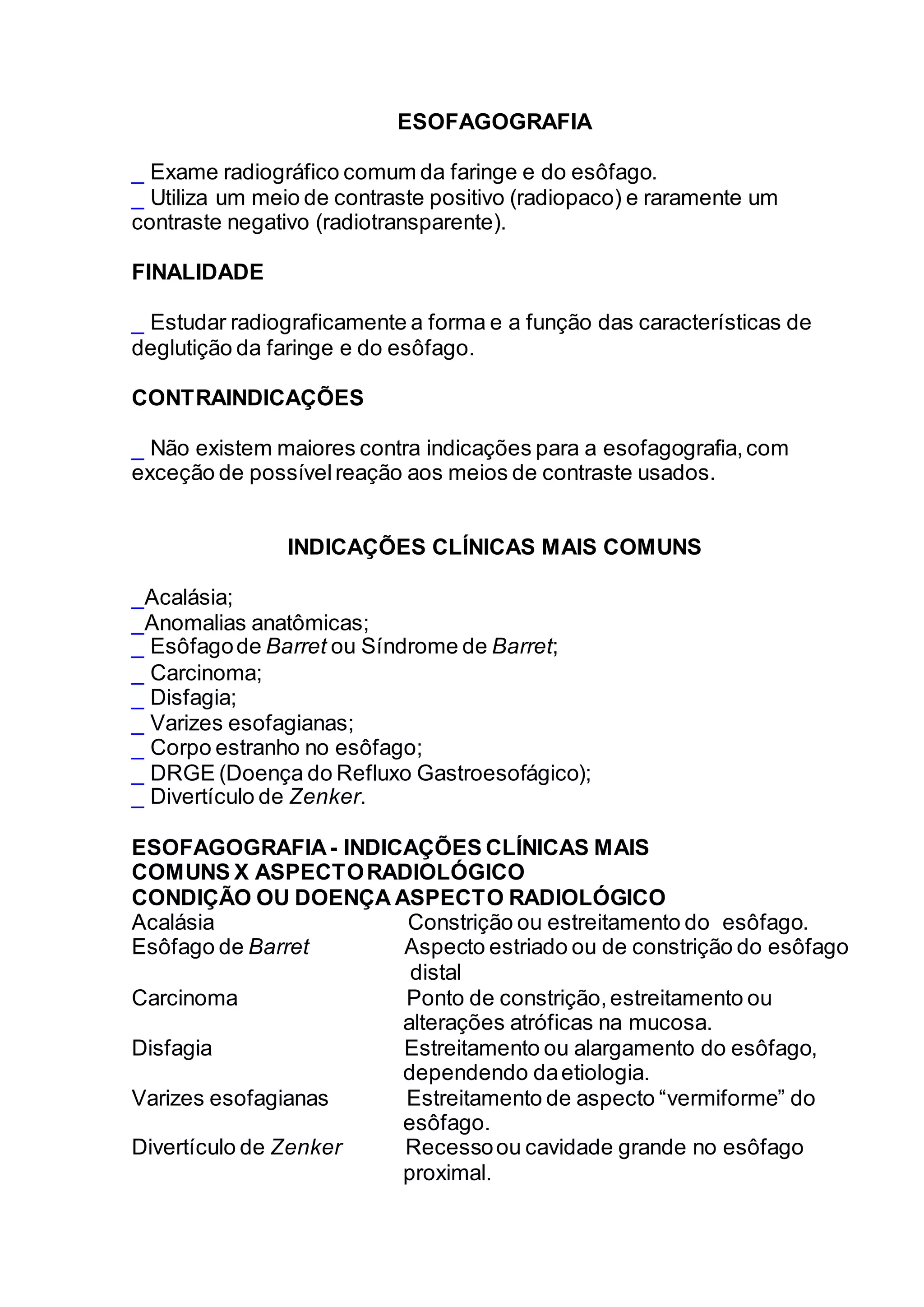 Apostila de esofagografia | DOCX