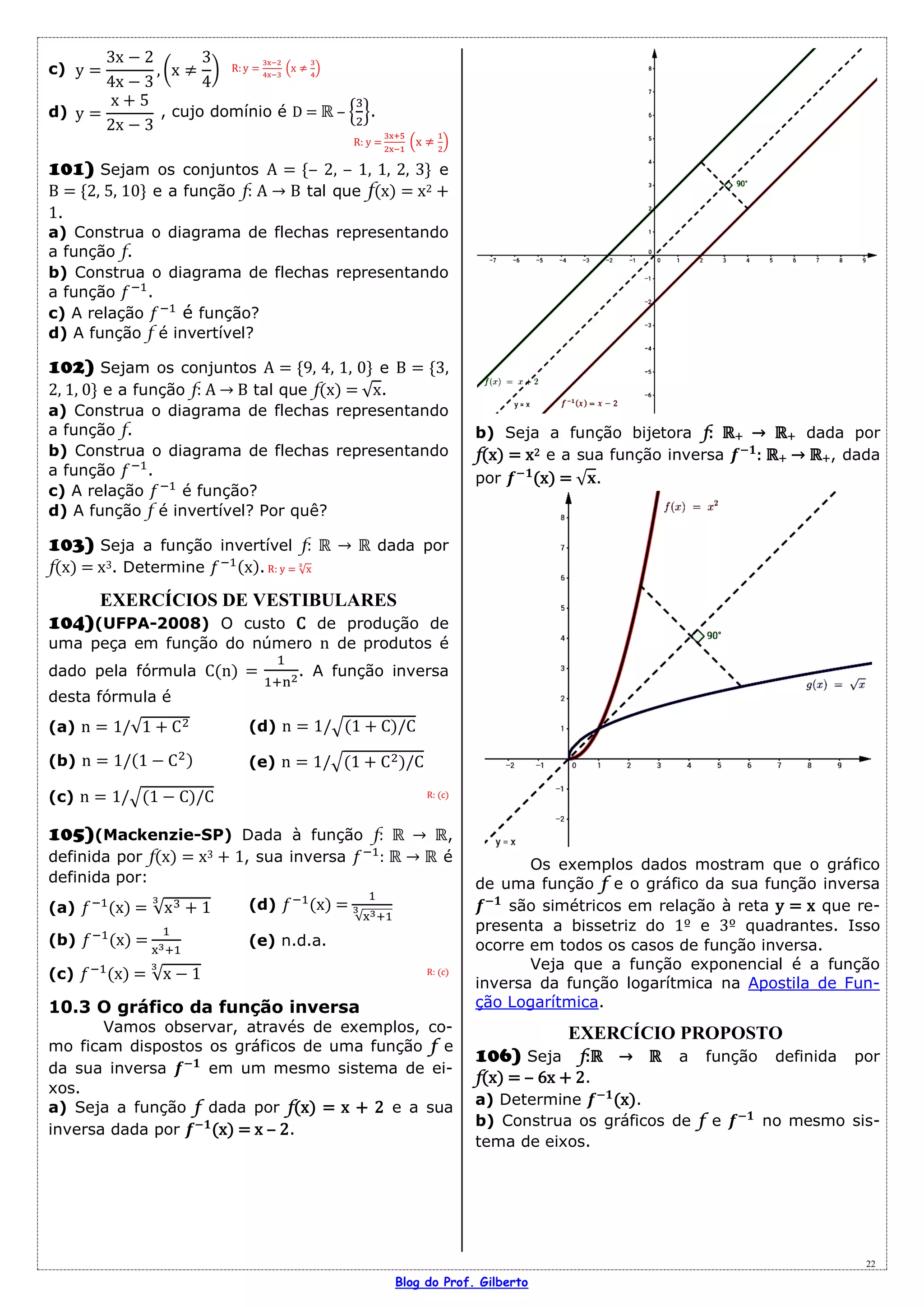 Apostila de Função e Função do 1º Grau (25 páginas, 118 questões, com ...
