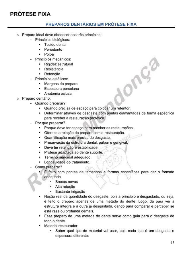 APOSTILA DE PRÓTESE FIXA | PDF