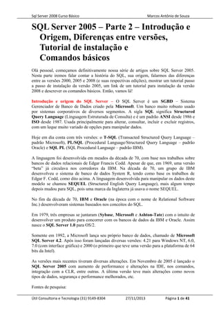 Apostila de sql server 2008 | DOC