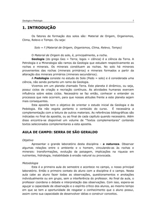 Apostila Geologia - Pedologia - sol213 | PDF