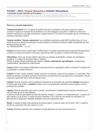 Apostila matematica notacao formulas simbolos | PDF