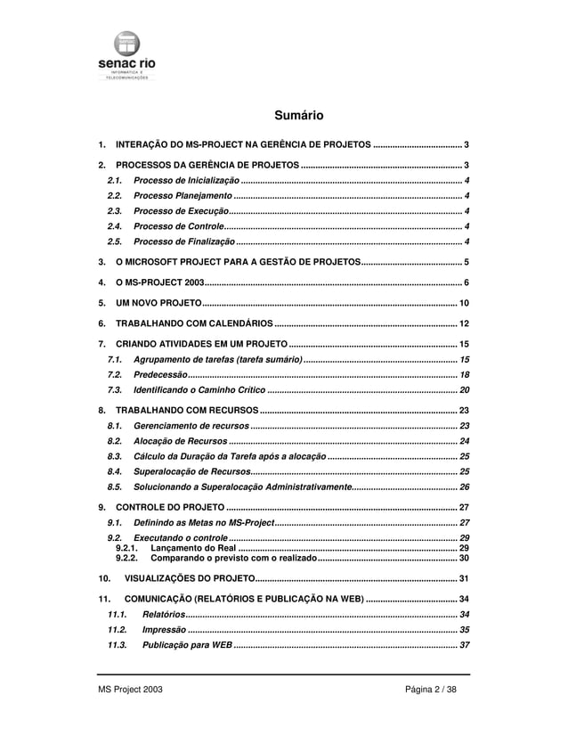 Apostila ms project basico | PDF