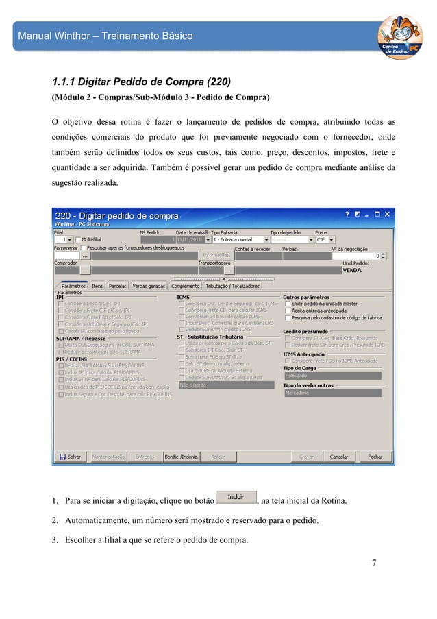 Apostila winthor básico | PDF | Computer Software and Applications ...