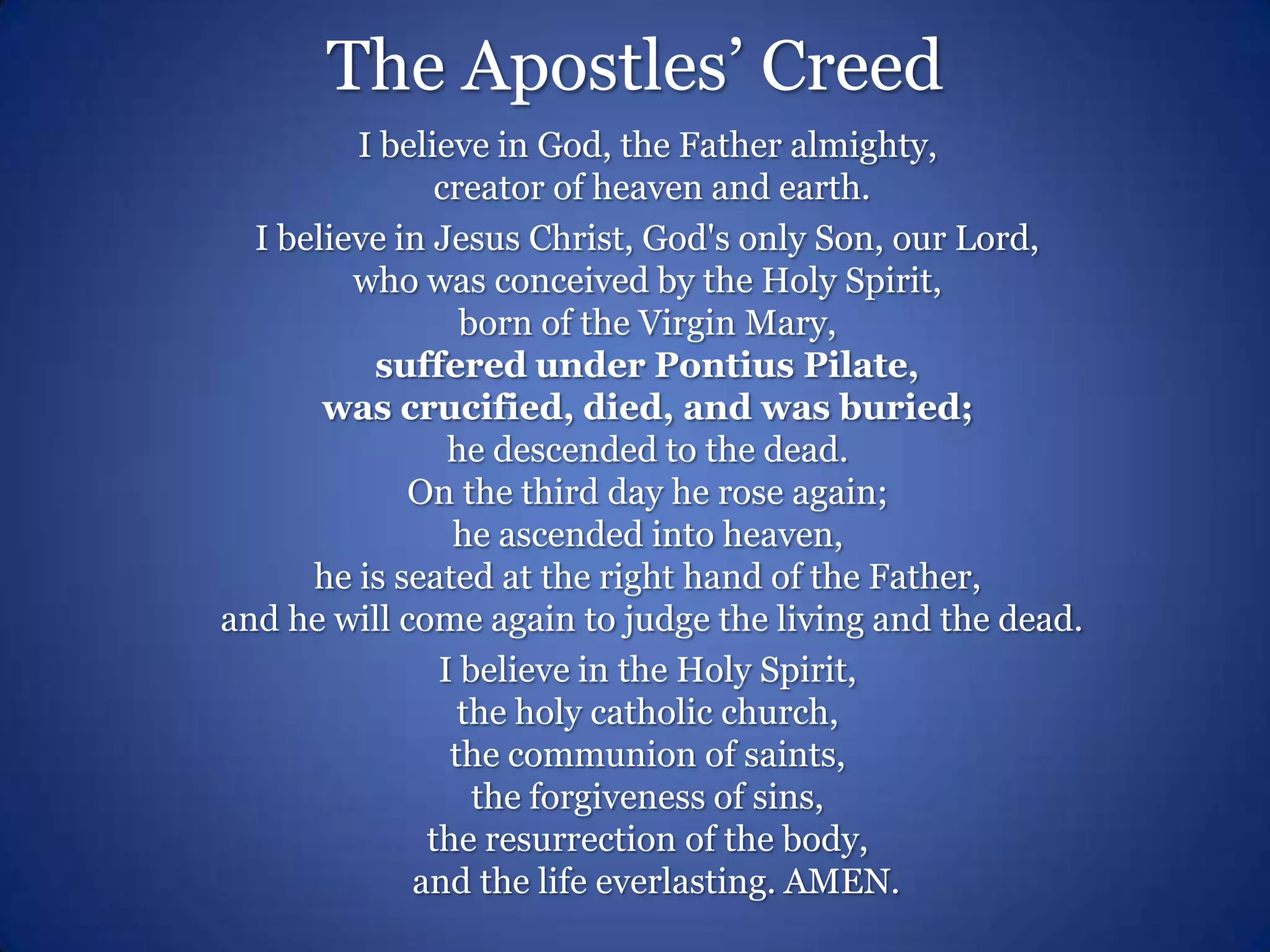 Apostles' Creed Session Eight -Suffered Under Pilate, Died, and was ...