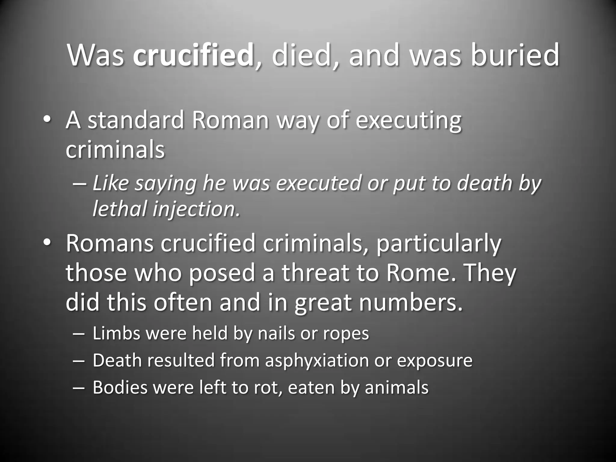 Apostles' Creed Session Eight -Suffered Under Pilate, Died, and was Buried | PPT