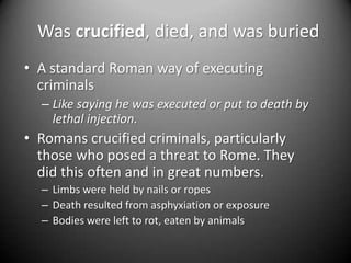 Apostles' Creed Session Eight -Suffered Under Pilate, Died, and was ...