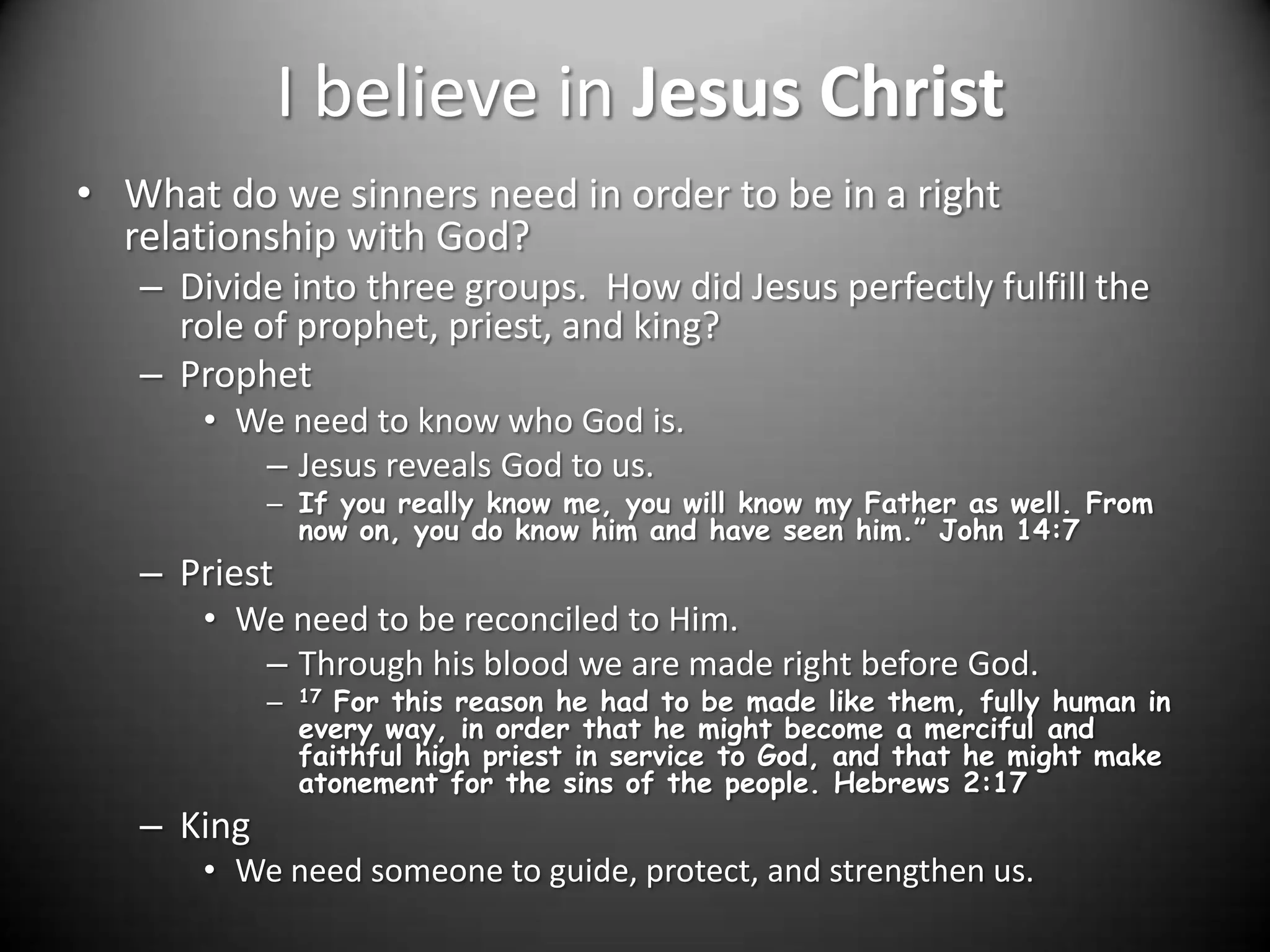 The Apostles' Creed Session Five -I Believe in Jesus Christ | PPTX