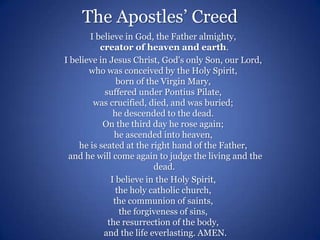 The Apostles' Creed Session Four -Creator of Heaven and Earth. | PPTX