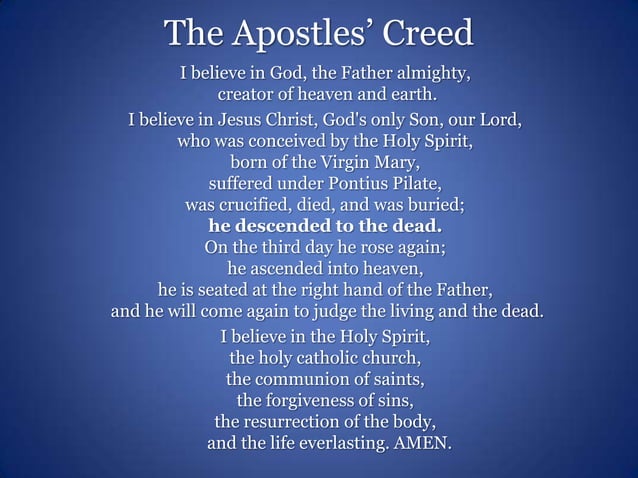 Apostles' Creed Session Nine -He Descended to the Dead | PPT