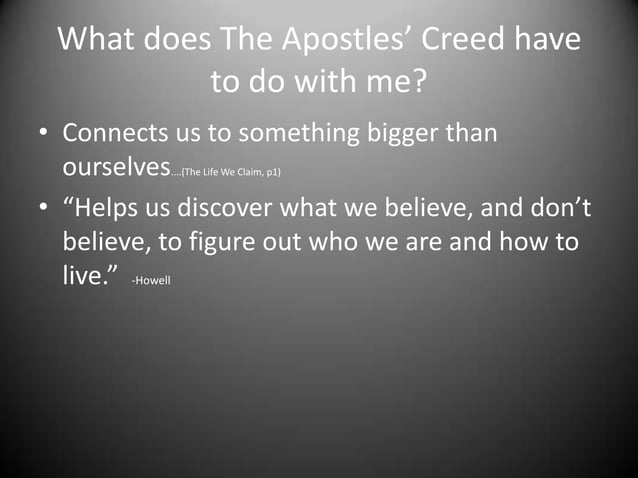 Apostles' Creed -Session One | PPT