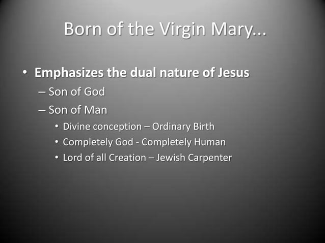 Apostles' Creed Session Seven -Conceived by the Holy Spirit, Born of ...